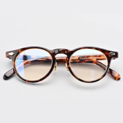 复古手工配近视眼镜架圆框男女潮梨形配防蓝光近视镜框黑 10529