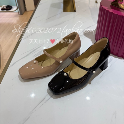 蹀愫2025秋季女鞋方头粗跟玛丽珍