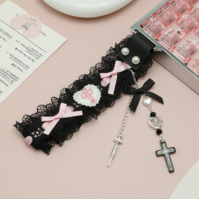 敲敲莓蕾丝键盘飘带装饰