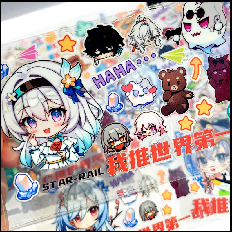 手机壳后盖背面UV转印贴定制透明镂空微凸二次元图案个性贴纸diy