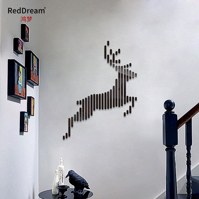 ins北欧风飞跃亚克力墙贴饰驯鹿