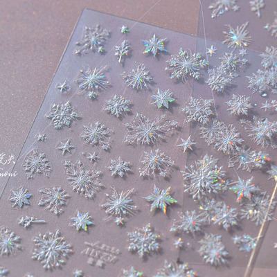 白色雪花美甲贴纸新款浮雕装饰品