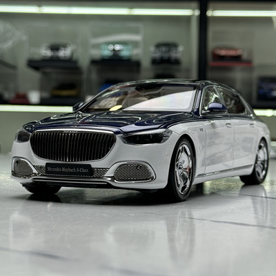 AR 似真 1/18 奔驰迈巴赫S-Clas S680 2021款 蓝白 合金汽车模型