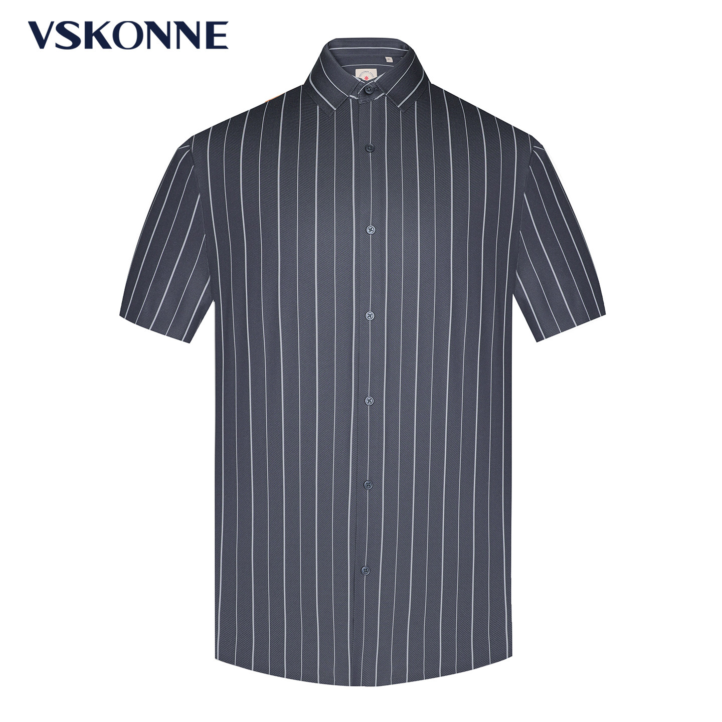 VSKONNE/威斯康尼男装夏季男士凉爽商务休闲条纹高弹通勤短袖衬衫