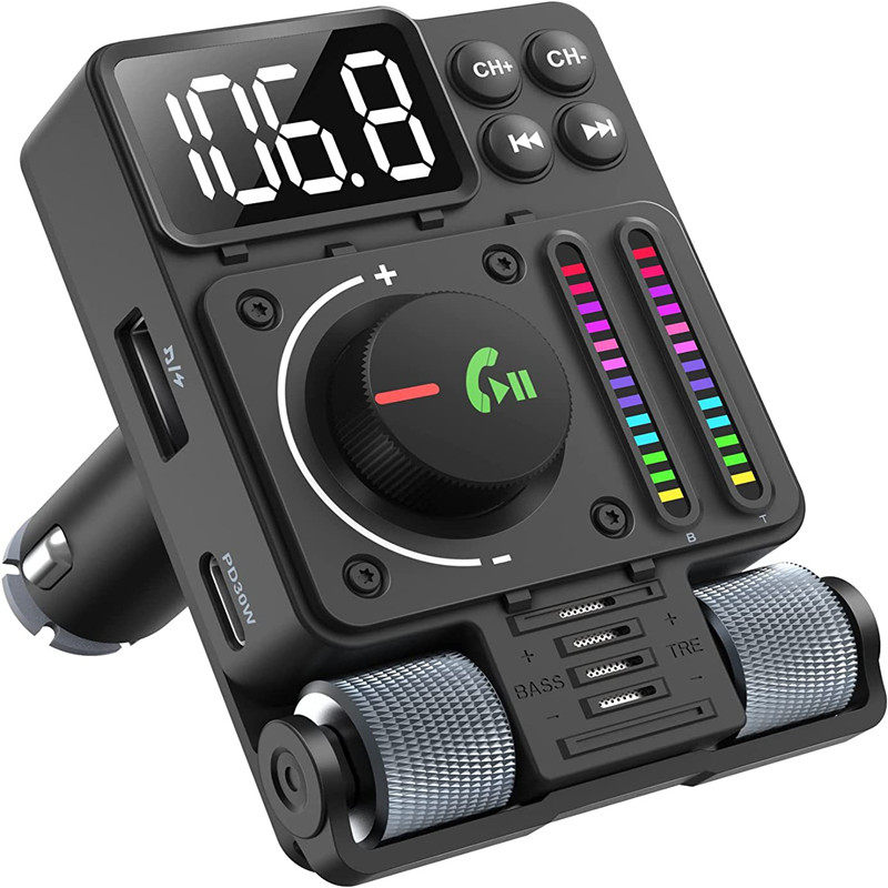 车载mp3 5.3蓝牙免提fm发射器PD30W快充车充hifi音乐汽车播放播器