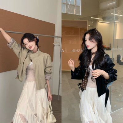 陈六六CHENLIULIU【艺术旅途】春季酷辣气质机车风皮衣夹克外套