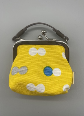 日本Ayanokoji 带皮绳的黄色波点小手提包多功能小包零钱包