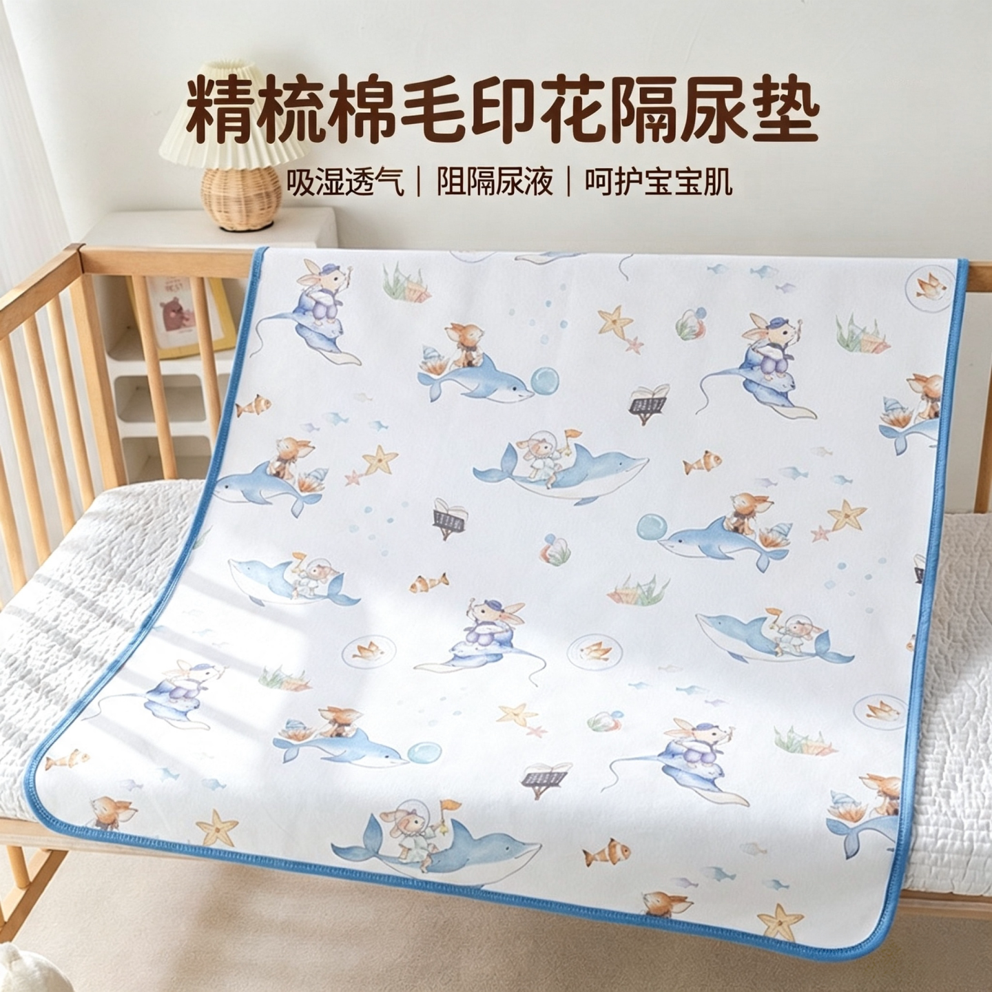 精梳棉隔尿垫婴儿防水透气可水洗大尺寸儿童宝宝隔尿床单姨妈垫