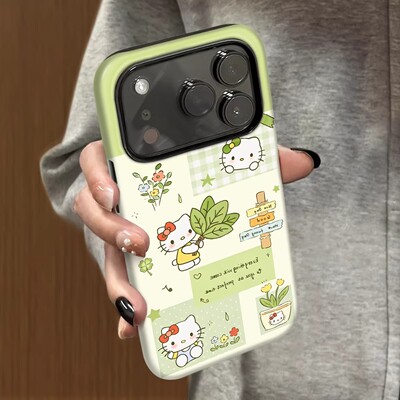 绿色手机壳猫咪适用iphone17promax苹果15PRO/16卡通手机壳