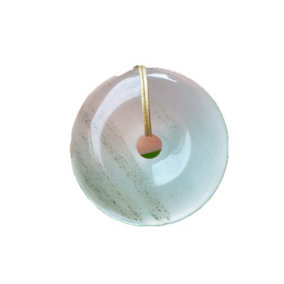 新疆天然金丝玉/天山冰翠宝石光/平安扣/吊坠/24.19克