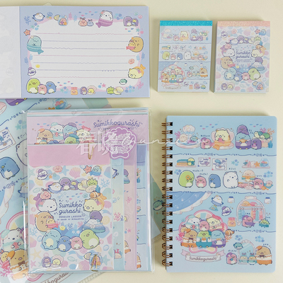 日本san-x角落生物sumikko企鹅湖系列线圈本便签本笔袋铅笔中性笔