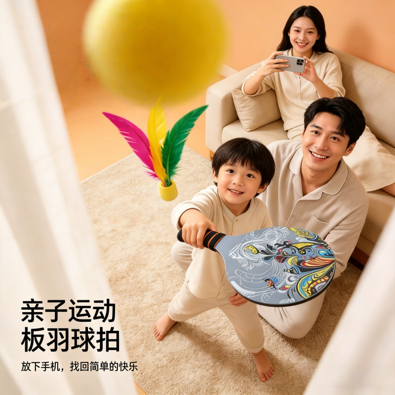 板羽球专业儿童成人健身运动板球拍室内高弹三毛球毽子拍板羽球拍