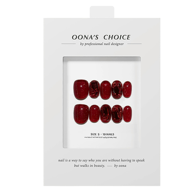 【血赚】全华钻红色系带钻美甲宝石红氛围感短甲显白战甲穿戴甲