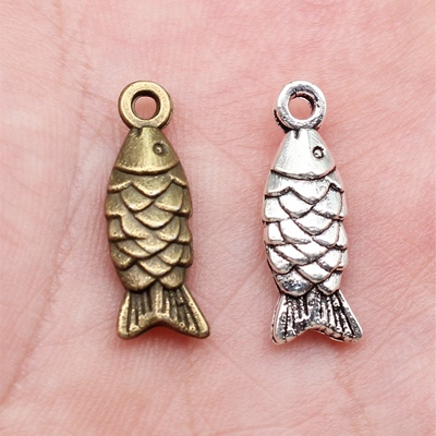 10个/包 19x7mm 多色锌合金材质 DIY饰品配件鱼吊坠 ABD-C11462