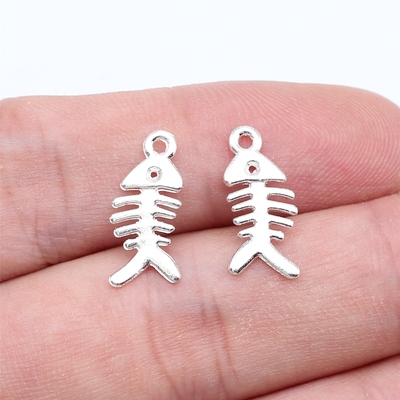 40个/包 16mm 多色锌合金材质 DIY饰品配件鱼骨头吊坠 ABD-C11263