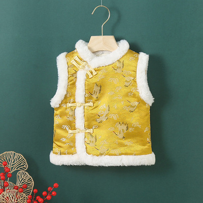 儿童唐装马甲秋冬季小皇帝黄马褂