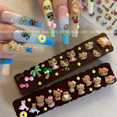 黑皮Kitty美甲饰品草裙凯蒂猫