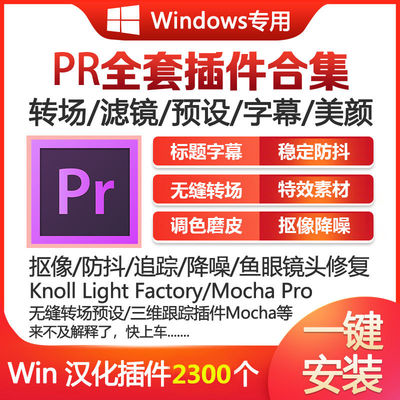 Pr插件合集一键安装调色转场磨皮字幕特效素材预设支持CC20178素
