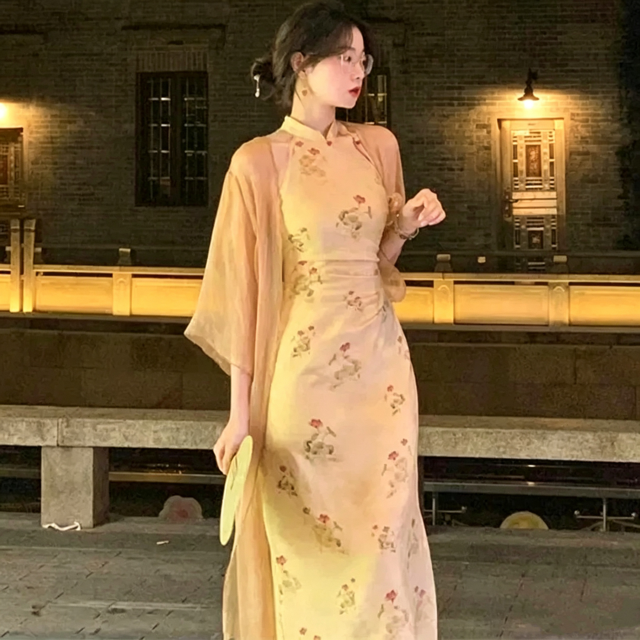 2026年新款新中式复古改良旗袍连衣裙女夏季收腰显瘦裙子
