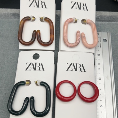 4.11出口尾货Za质感夸张树脂不掉色冷淡风百搭时尚圆形C形耳环