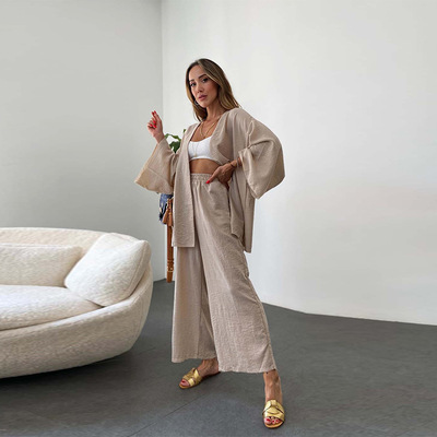 Women Summer Outfit Blouse Pants 2 Piece Clothing Loose Suit