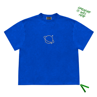 简约celestia星球简笔线条画插画图案cropped top创意休闲短袖T恤