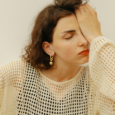 做旧雾面圆球925银针耳环