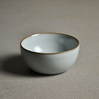 耕隐手工汝瓷月白禅定杯开片汝窑