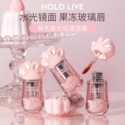 HOLD LIVE聚光轻透唇蜜小猫爪唇釉嫩色镜面玻璃唇细闪口红新品女
