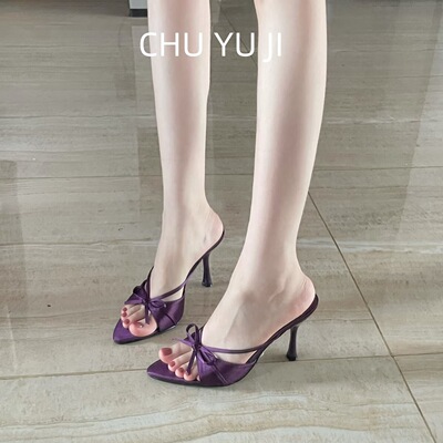 Bow tie silk high-heeled sandals and slippers 高跟凉拖拖鞋