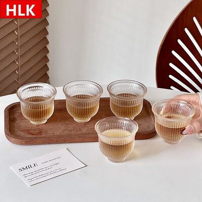 日式竖条纹玻璃小茶杯子喝