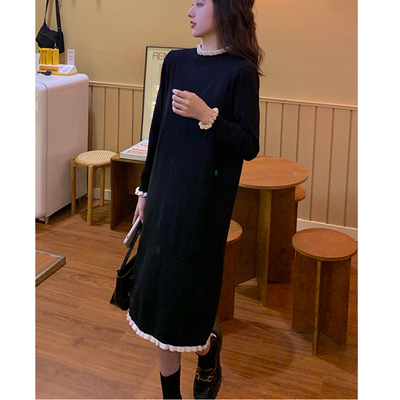 春秋木耳边半高领长袖内搭裙子秋