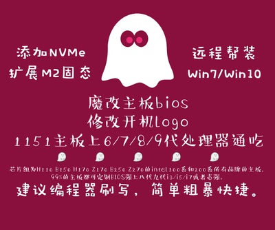 魔改BIOS修改LOGO添加NVME-1151上9代H110B150H170Z170B250Z270等