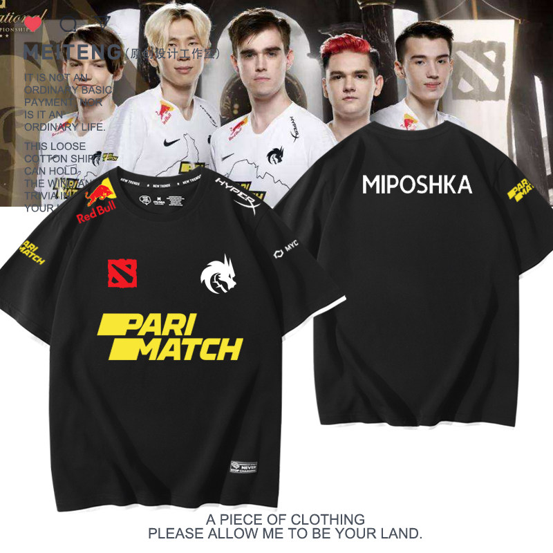 Dota2Team Spirit同款Ti10雪碧战队T恤男女纯棉百搭休闲短袖宽松_虎窝淘