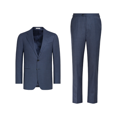 SUITSUPPLY中蓝色S130支羊毛西服修身商务男士西装套装四季款