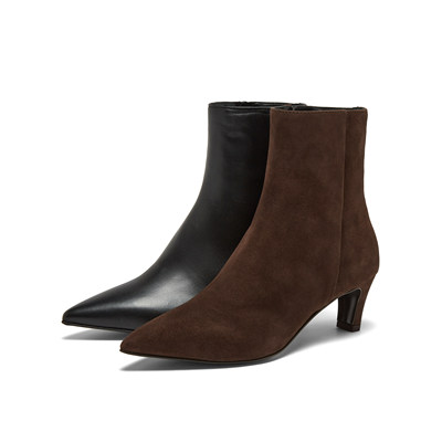 真美诗意大利进口2025冬季新款贵气羊皮优雅时装靴短靴女A5236DZ5