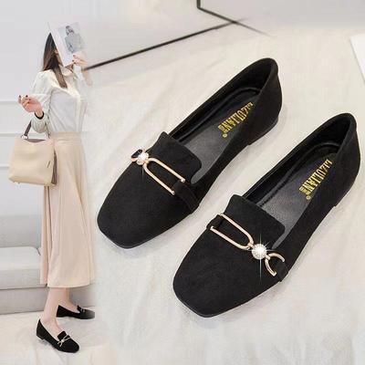 香港方头平底单鞋女2025秋季新款浅口仙女风瓢鞋女舒适软底豆豆鞋