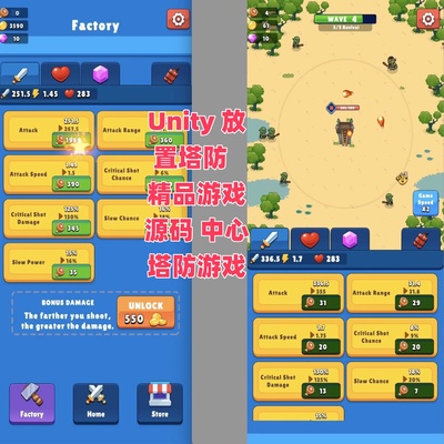 Unity 放置塔防 Idle Tower Defense 精品游戏源码 中心塔防游戏