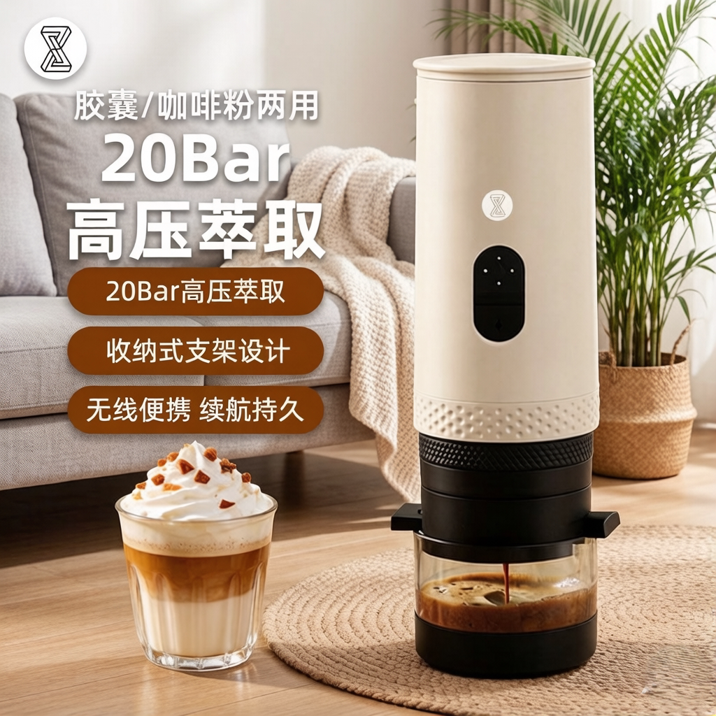 臻航便携式意式电动咖啡机套装浓缩胶囊咖啡机小型家用户外办公室