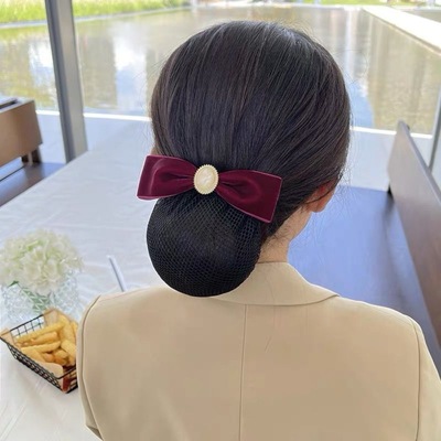 职业女士头花发网护士空姐上班工作发夹网兜银行酒店员工盘发头饰