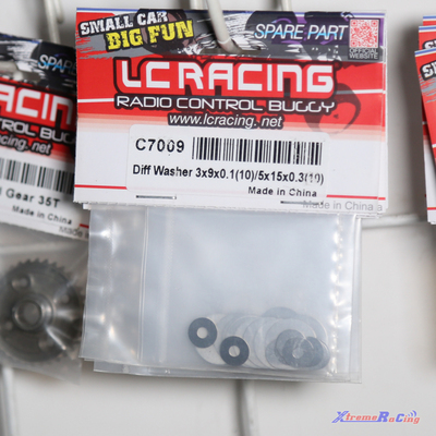 LC RACING PTG-2 差速器垫片3x9x0.1(10) / 5x15x0.3(10)：C7009