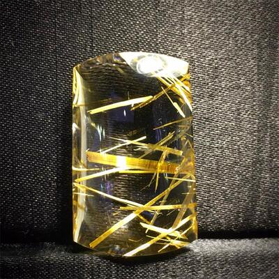 天然水晶巴西原矿板钛晶金发晶顺发猫眼无事牌吊坠项链14.7克夸