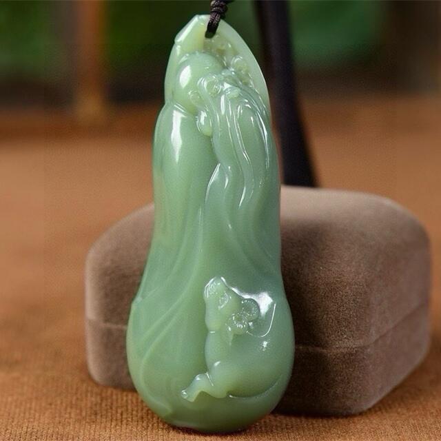 天然和田玉碧玉粉青老子吊坠项链玉质油润温润细腻老坑料73.6克犹