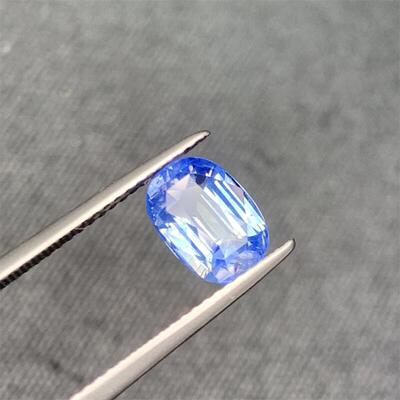 天然蓝宝石枕形镶嵌裸石满火彩透耳钉坠项链2.59ct吉尔德证书悠