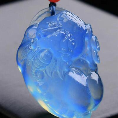 玻璃体巴西补水蓝色水晶天然海蓝宝貔貅吊坠项链只进不出24.2g即