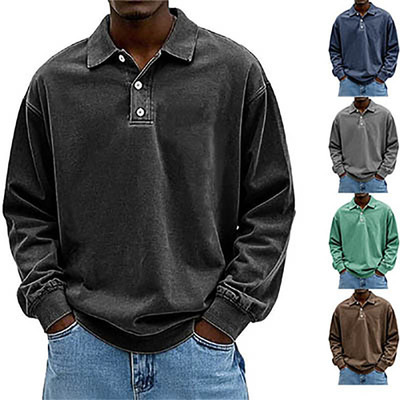 2026 Station Men's Shirt Pullover Wash Water Old T-shirt