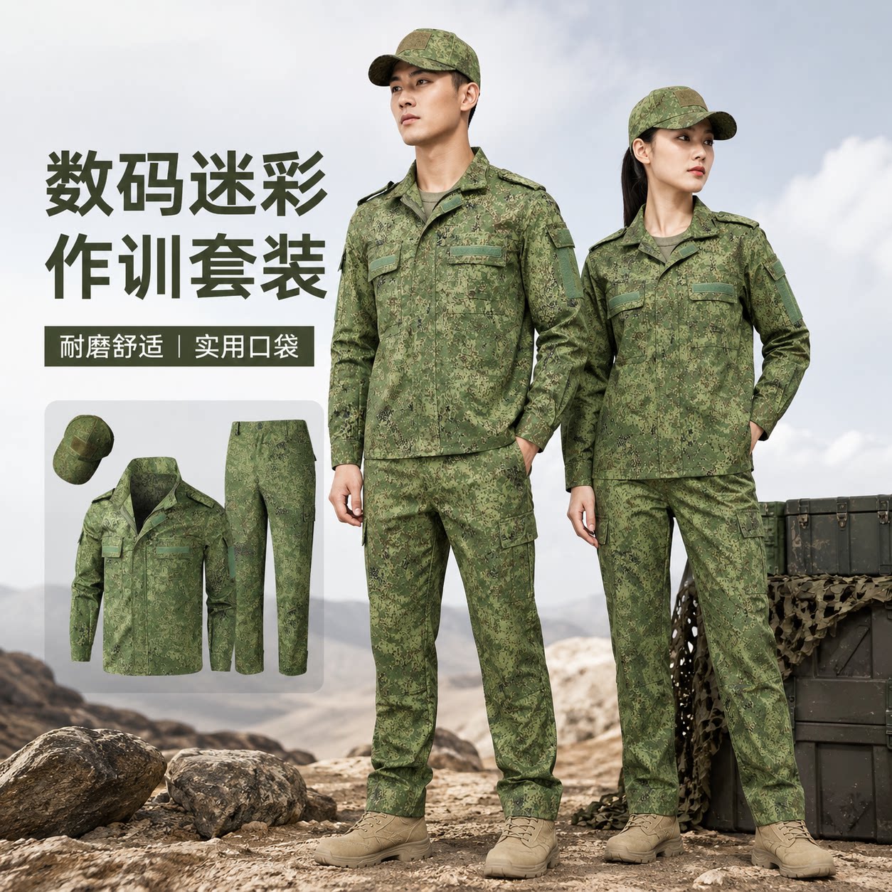 俄罗斯小绿人迷彩服套装男户外登山耐磨冲锋衣野战训练服作训外套