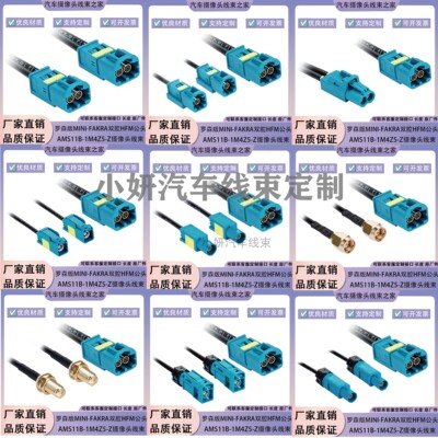 罗森版Mini-Fakra双腔HFM公头AMS11B-1M4Z5-Z 摄像头线束LVDS线