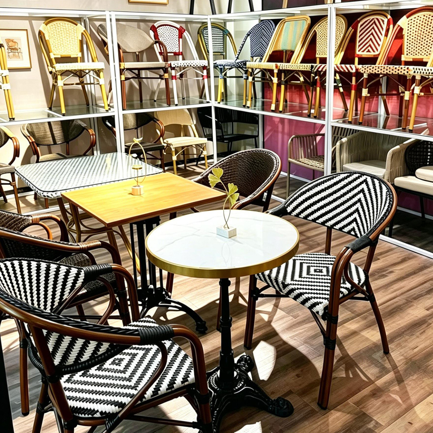 法式藤编餐椅 网红户外咖啡椅 复古编藤椅 餐厅靠背椅 商用可堆叠