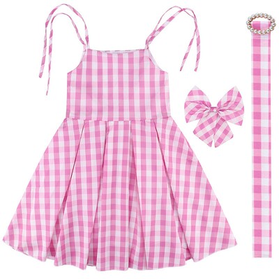 影视同款真人版电影芭比cosplay服Barbieken连衣裙儿童角色扮演服